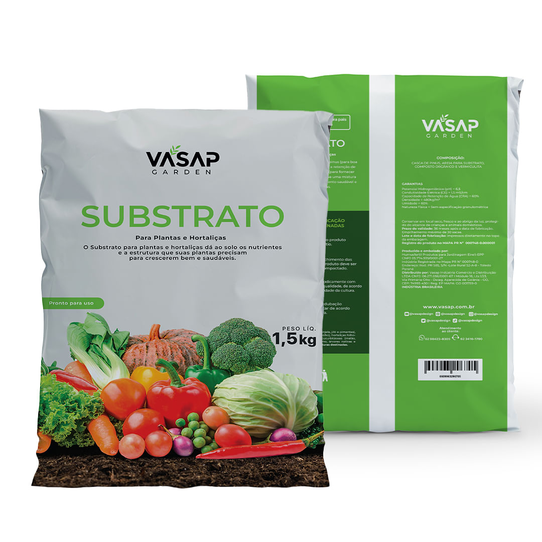SUBSTRATO PARA PLANTAS E HORTALIÇAS 1,5KG - Vasap Design