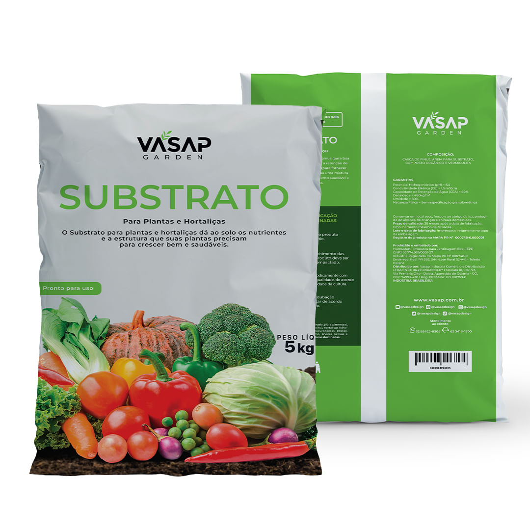 SUBSTRATO PARA PLANTAS E HORTALIÇAS 5KG - Vasap Design